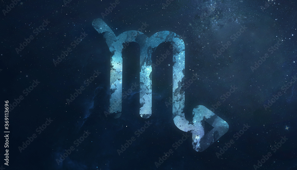 Scorpio zodiac sign on starry night sky. Collection of astrology ...