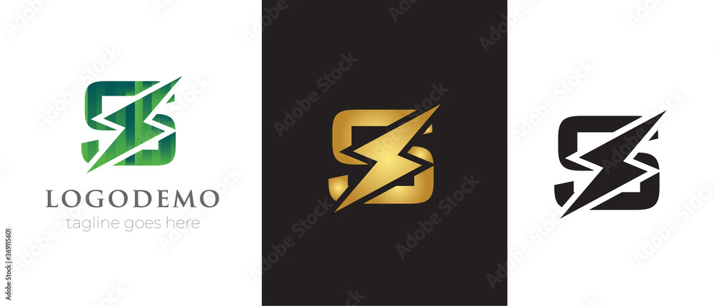 Initial letter S logo template with Power icon .This font with ...