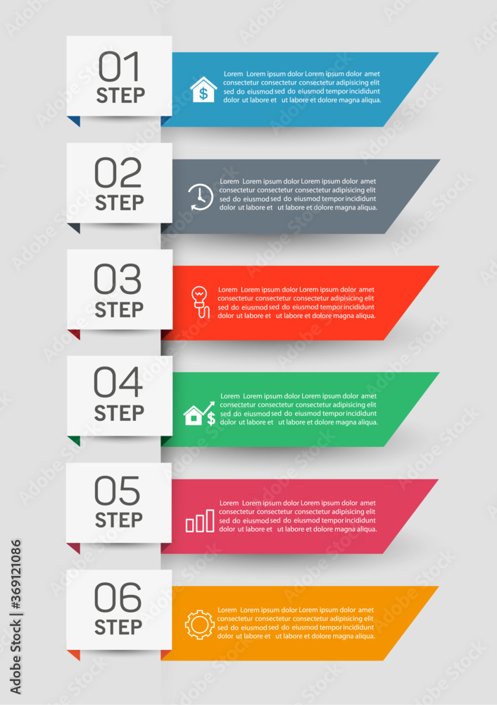 Infographic vector business banner template design with 6 steps Stock ...