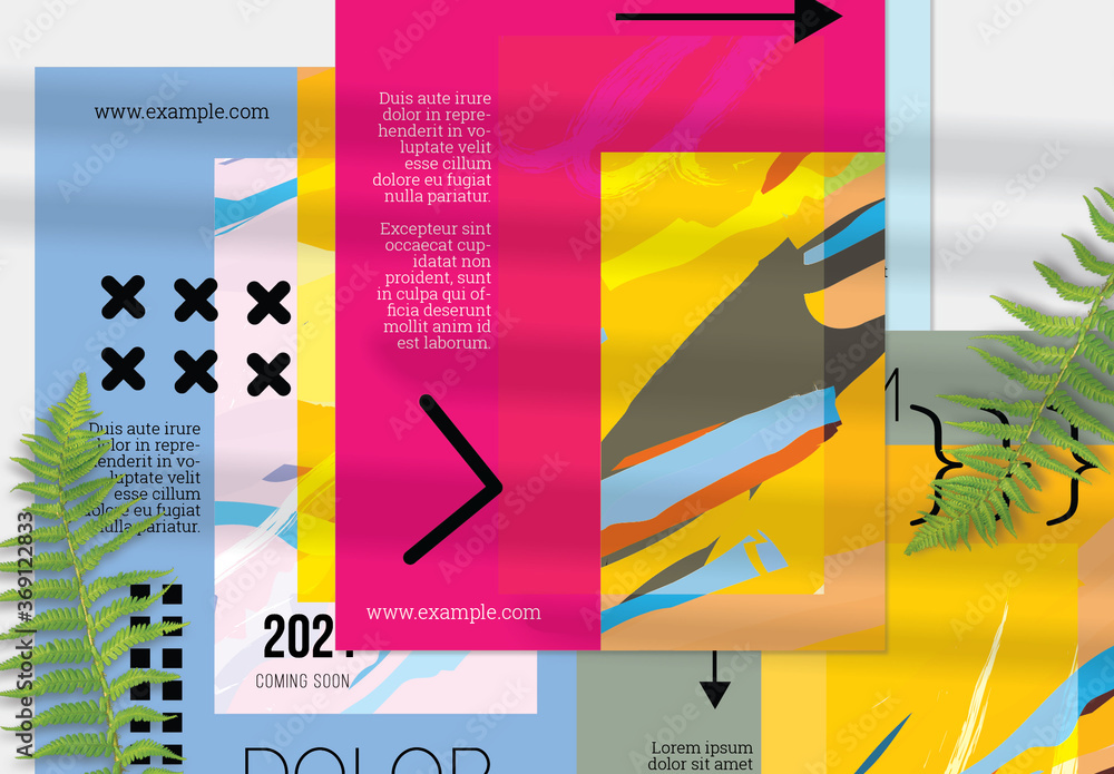 Bright Card Layout with Geometric Shapes Stock Template | Adobe Stock