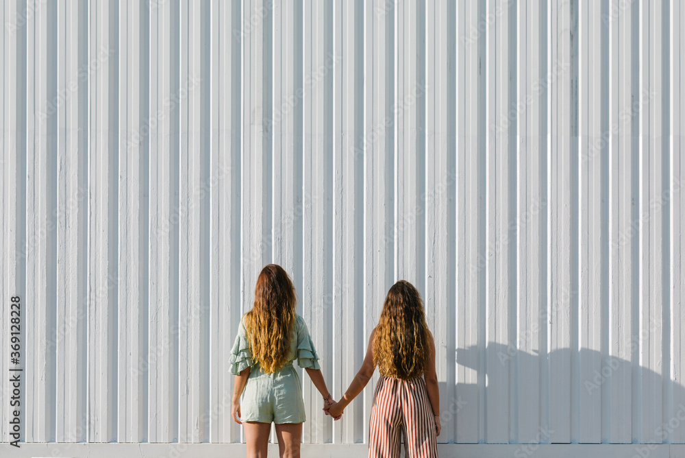 Back view ofTwo girls holding hands Stock Photo | Adobe Stock