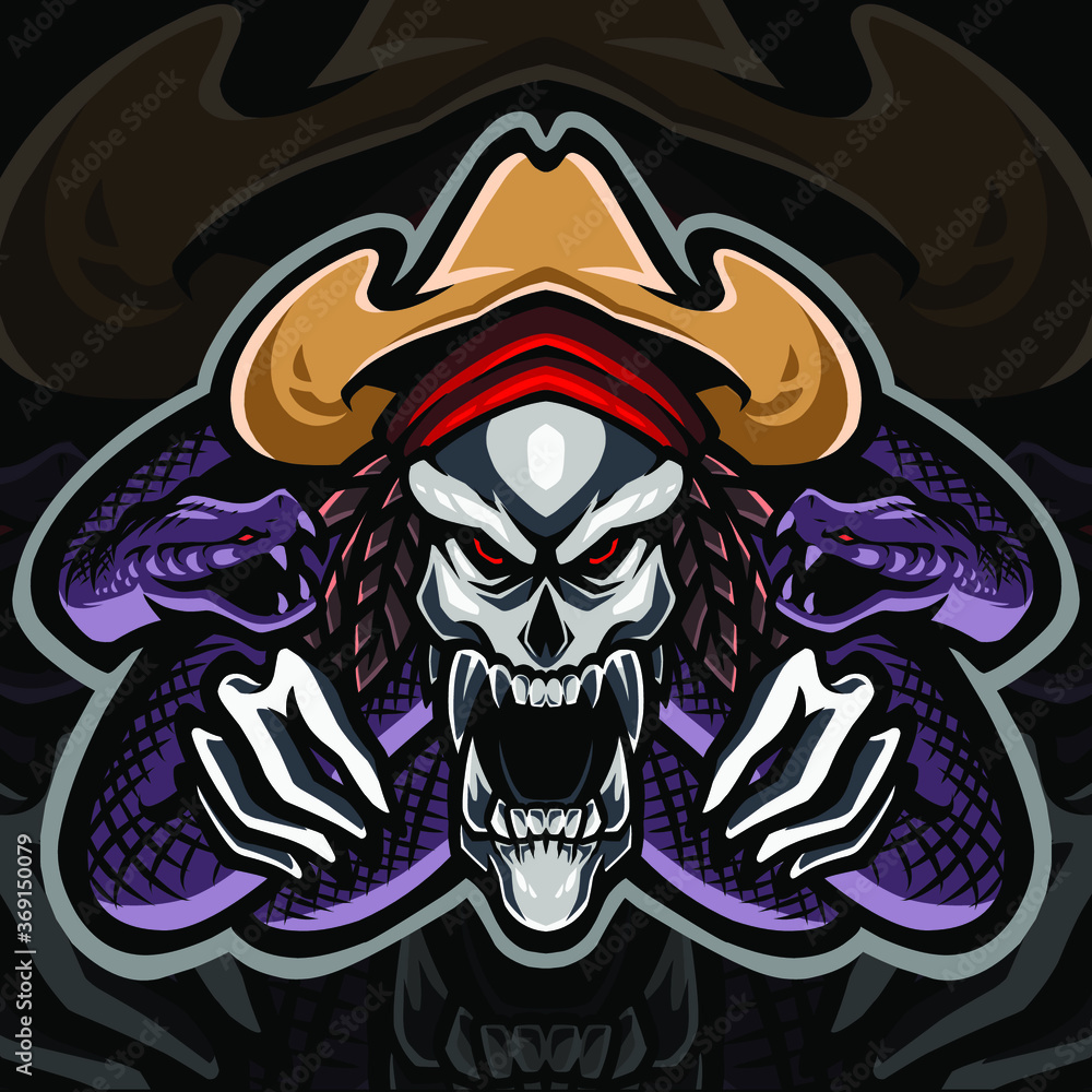 Skull mascot logo with snake Stock Vector | Adobe Stock