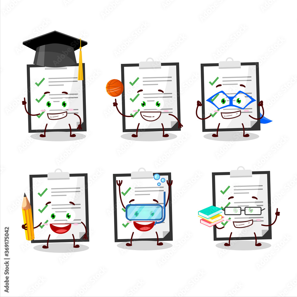 School student of clipboard with checklist cartoon character with ...