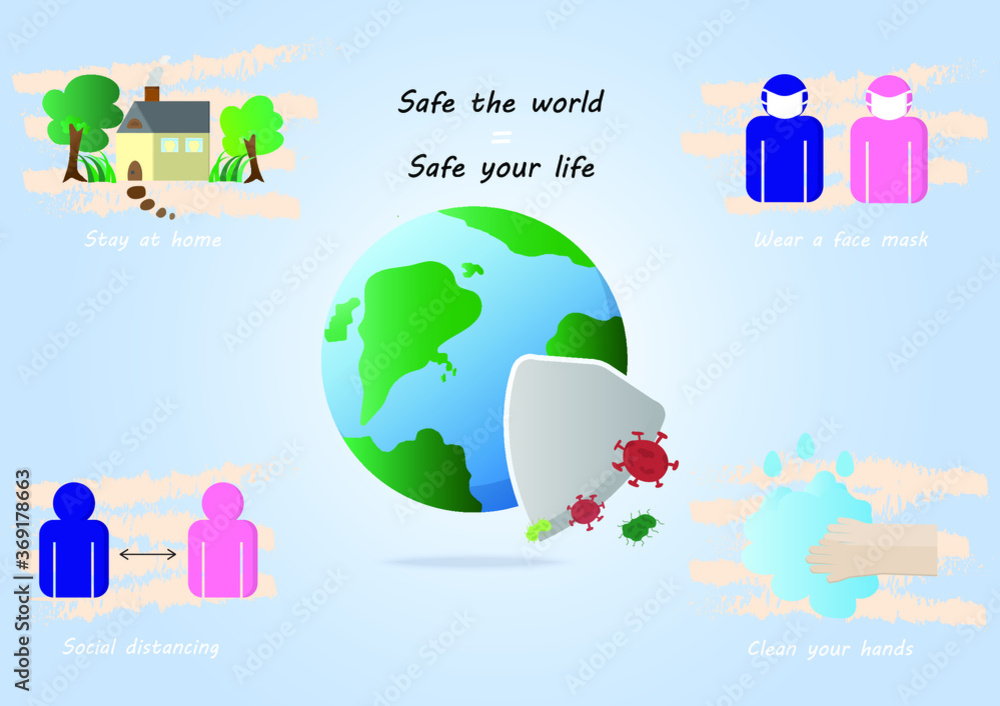 How to prevent virus for save the world and your life concept, corona ...
