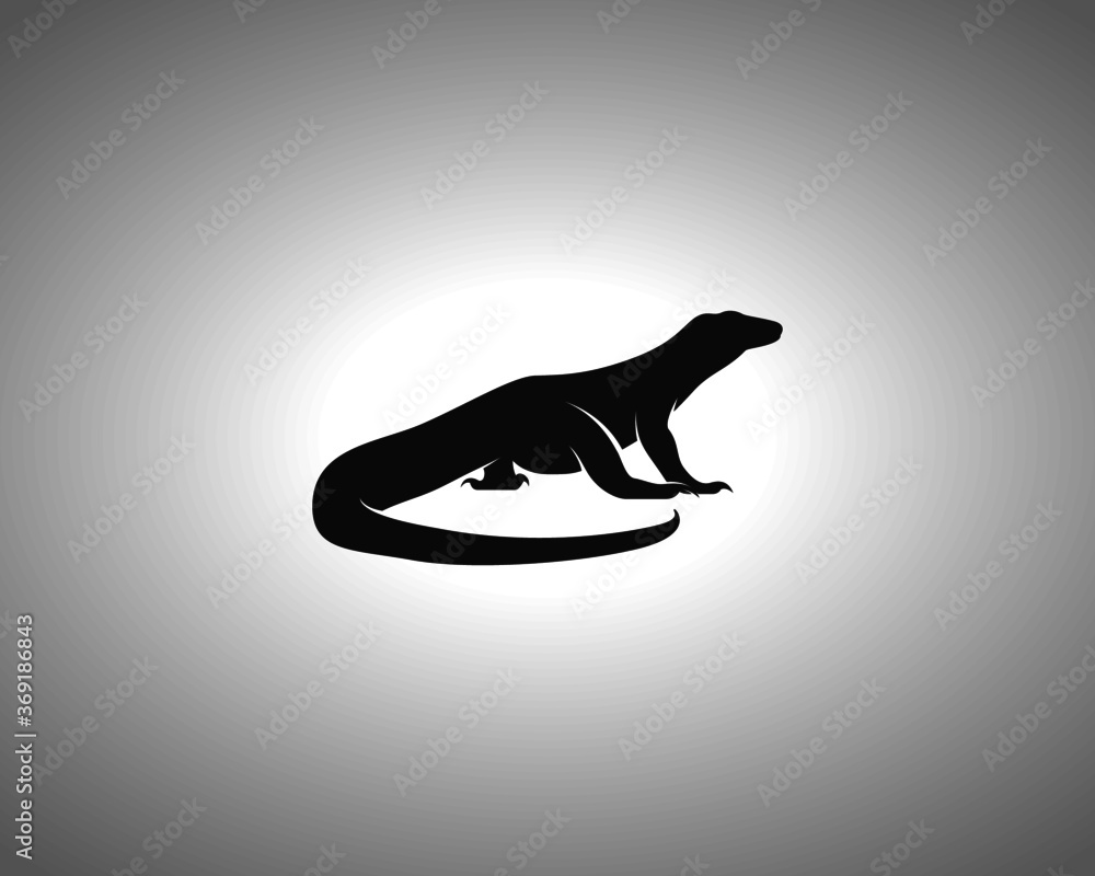 Comodo Dragon Silhouette on White Background. Isolated Vector Animal ...