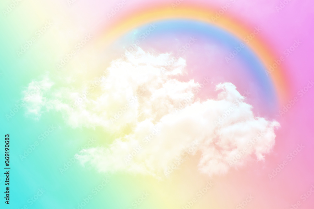 Fantasy magical landscape the rainbow on sky abstract with a pastel ...