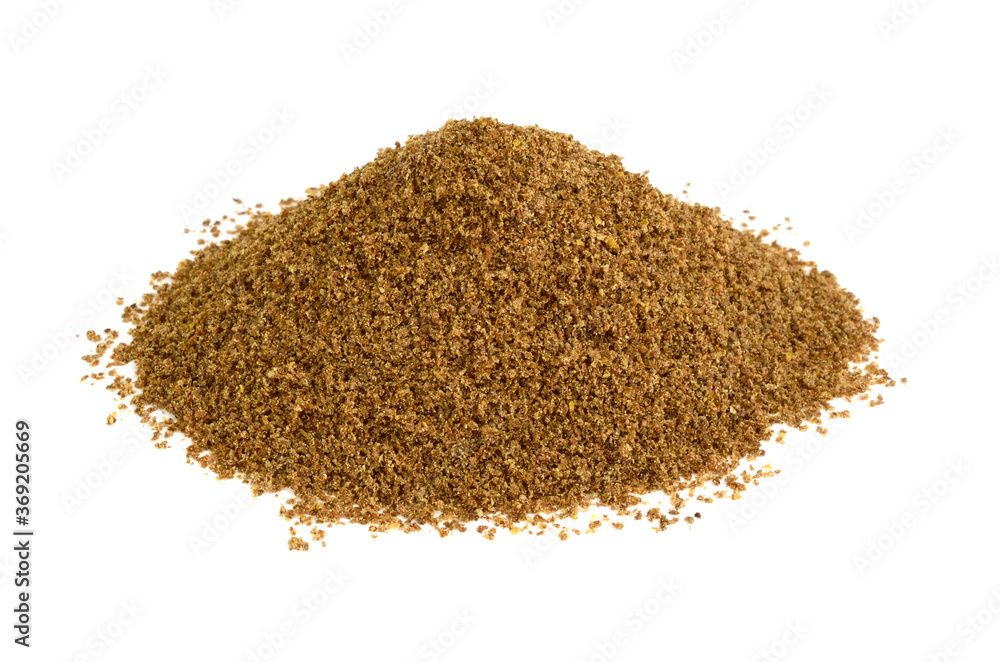 Ground Linseed Isolated on White Background. High Fiber Food Supplement ...