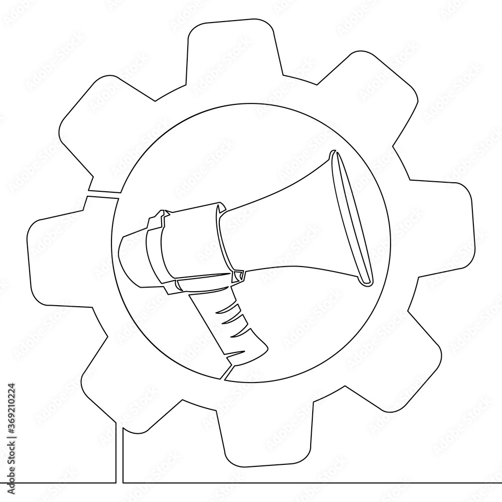 Continuous line drawing Megaphone propaganda Stock Vector | Adobe Stock