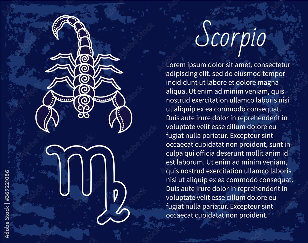 Scorpio zodiac sign decorative design for horoscope. Astrology symbol ...