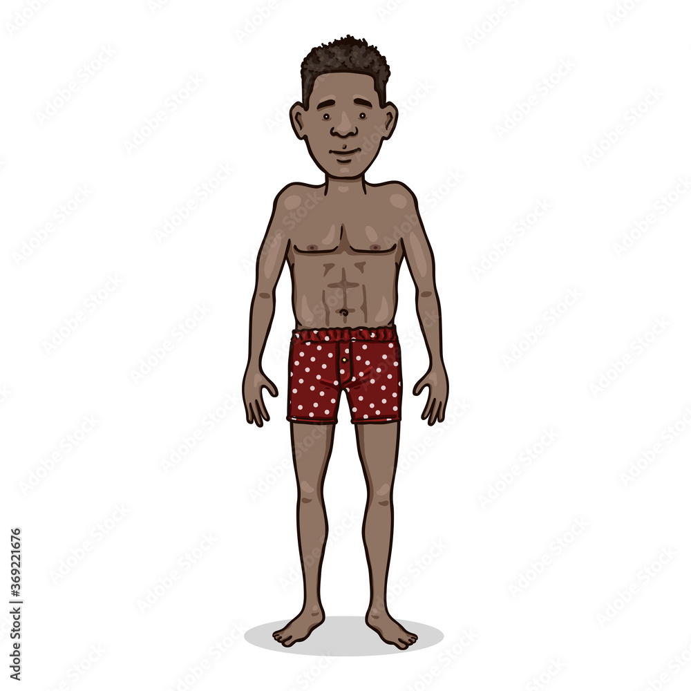 Vector Cartoon Character - Young Afroamerican Man in Red Pants Stock ...