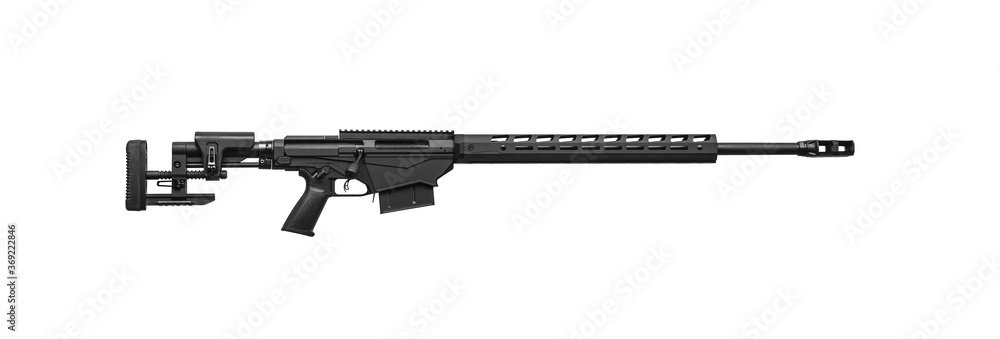 Modern sniper rifle without telescopic sight isolate on white ...