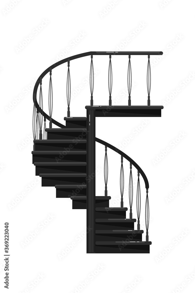 Elegant staircase. Isolated elegant staircase with railing icon. Vector ...