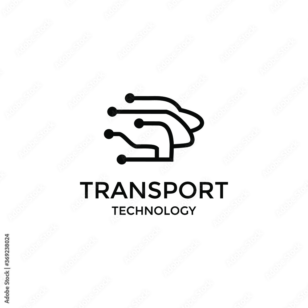 Transport Technology Logo Simple Monoline. Silhouette of Car, Bus ...