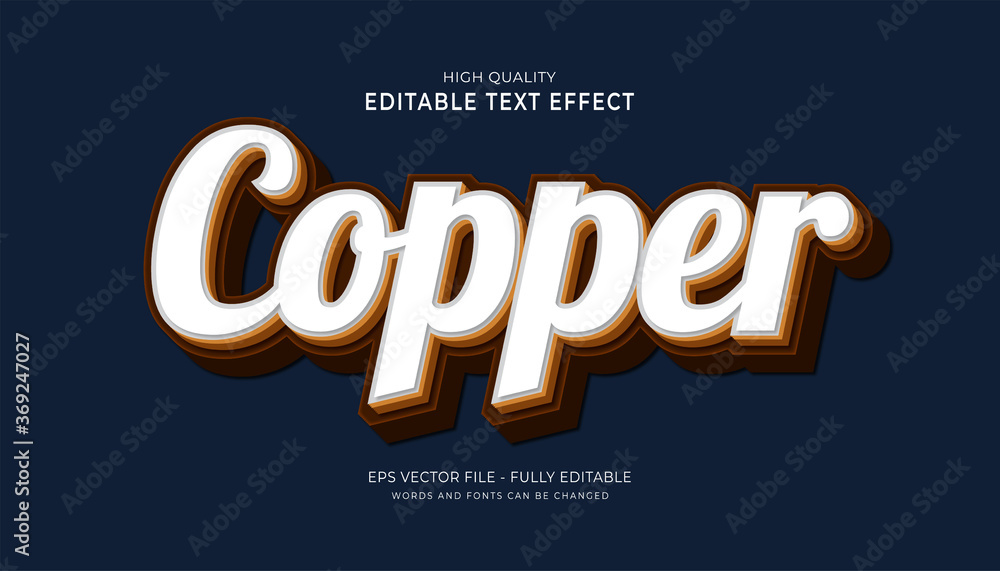 copper text style effect. editable font effect. Stock Vector | Adobe Stock
