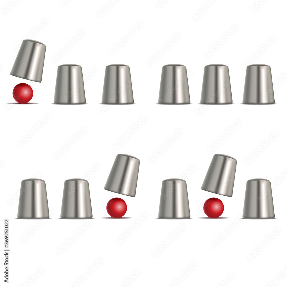 Realistic 3d Detailed Shell Game Set. Vector Stock Vector | Adobe Stock