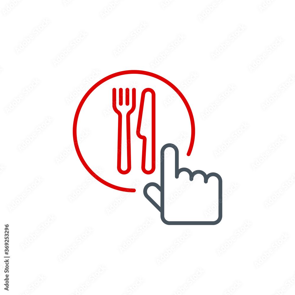 mobile app icon online order and food delivery banner isolated on white ...