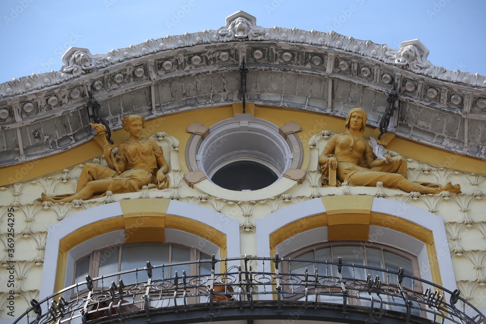 Former profitable house of merchant Ivan Isakov on Prechistenka Street, 28, Moscow city, Russia ...