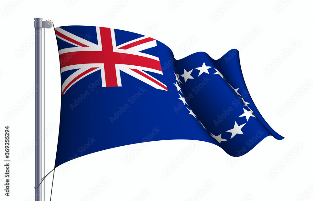 Cook island flag state symbol isolated on background national banner ...