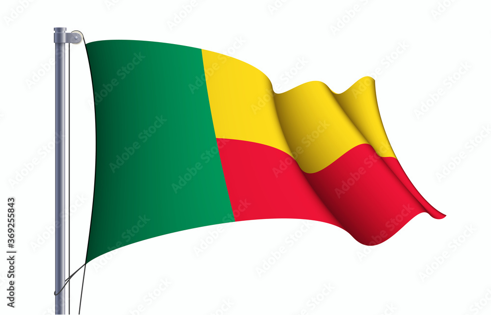 Benin flag state symbol isolated on background national banner ...