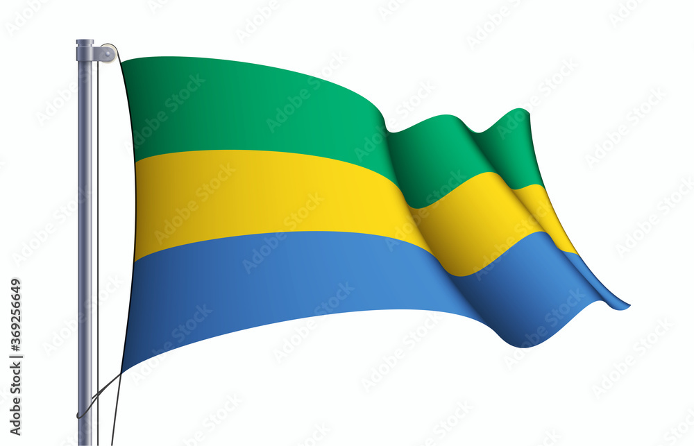 Gabon flag state symbol isolated on background national banner ...