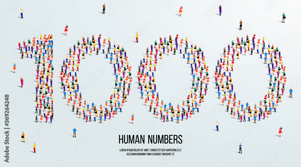 large group of people form to create number 1000 or one thousand ...