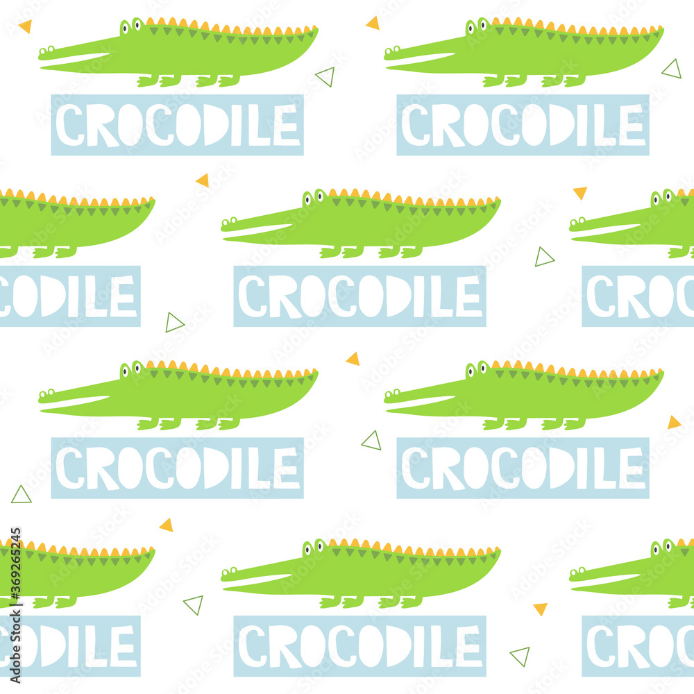 Crocodiles, english text, hand drawn backdrop. Colorful seamless ...
