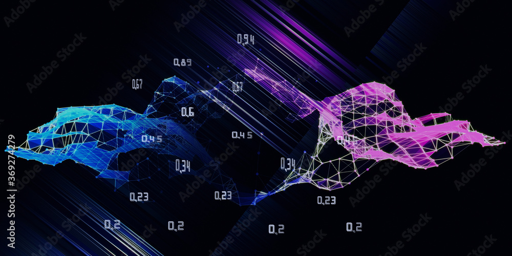 Abstract visualization analyze of artificial intelligence algorithm . Quantum virtual ...