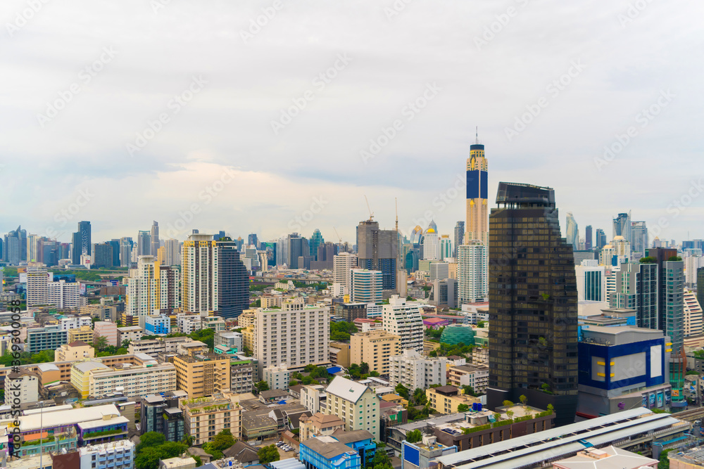 Aerial view of Phaya Thai district, Bangkok Downtown Skyline. Thailand ...