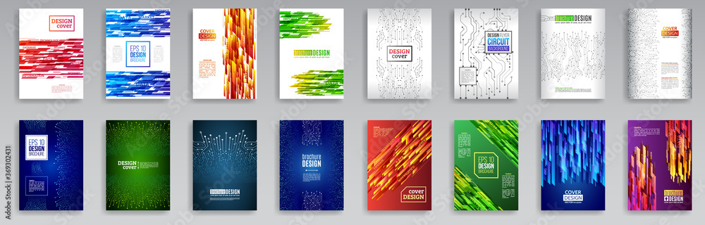 Technology line cover template layout. Set of Futuristic hi-tech ...