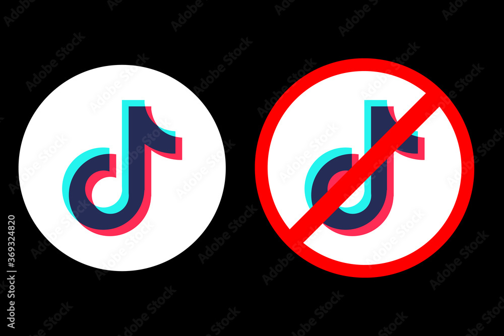 Stop Tik Tok icon. Social media. Ban social network Tik Tok. Vector ...