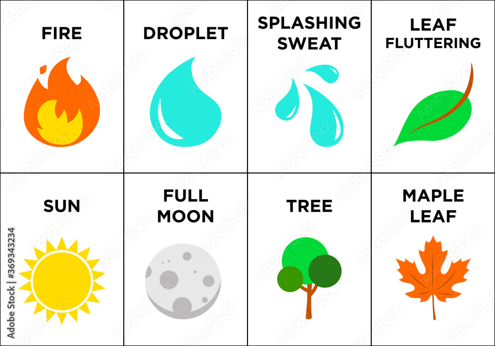 Emoticons set icons with differents symbol of nature Vector, color icon ...