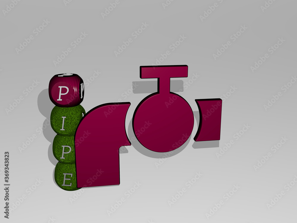 3D illustration of pipe graphics and text around the icon made by ...