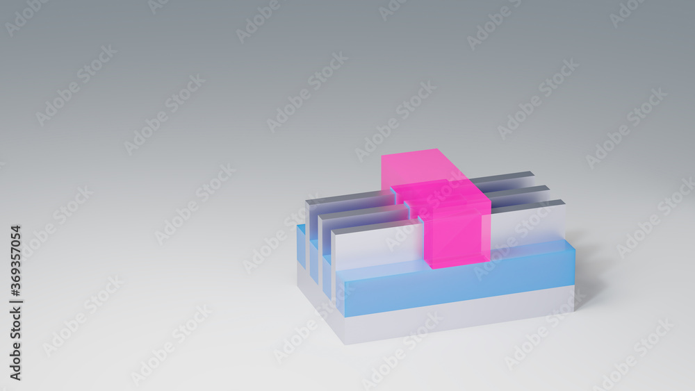 FINFET Trigate (Multigate) transistor 3D render model. Fin FET Tri gate ...