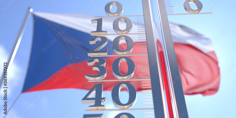 Minus 20 degrees centigrade on a thermometer measuring air temperature ...