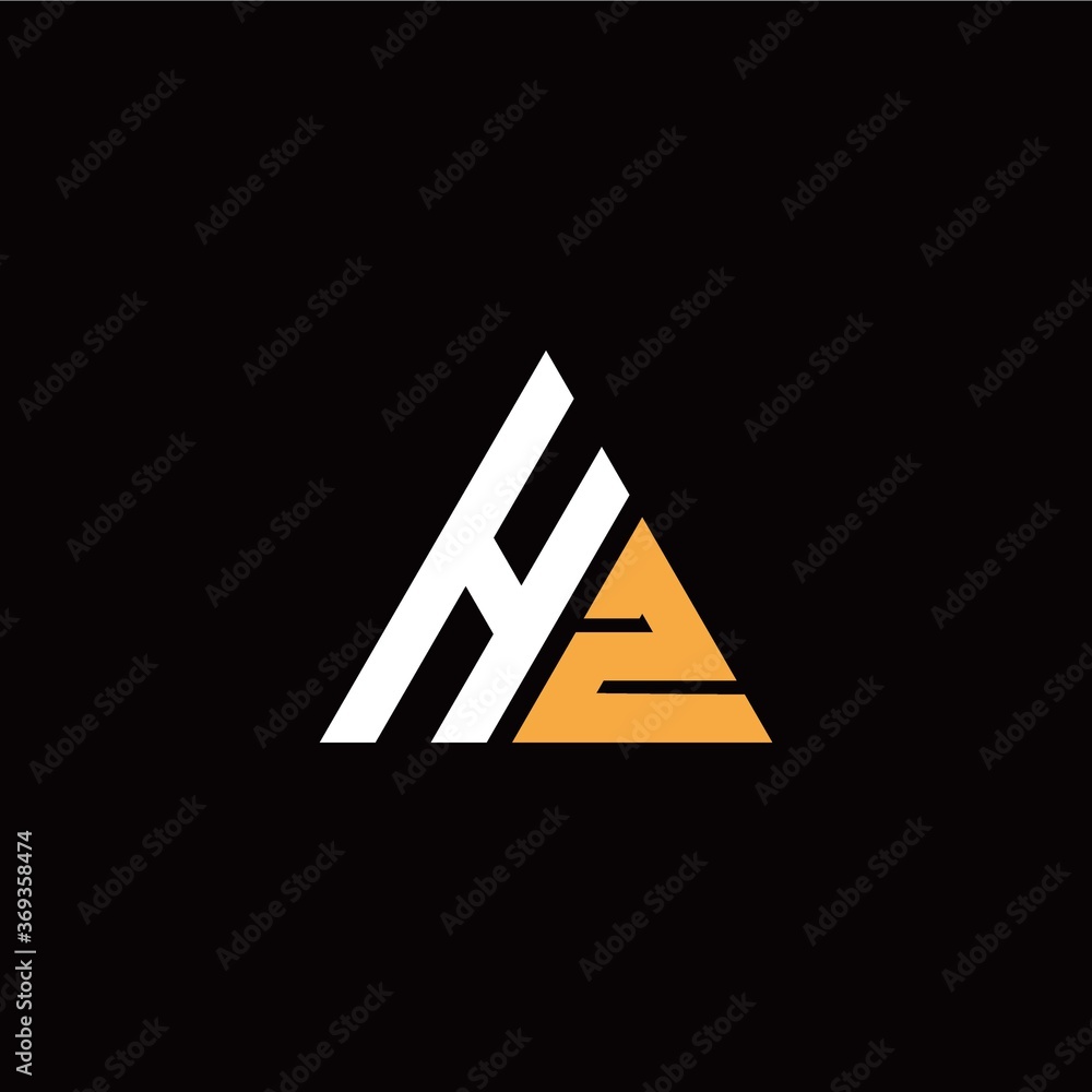 H Z initial logo modern triangle with black background Stock Vector ...