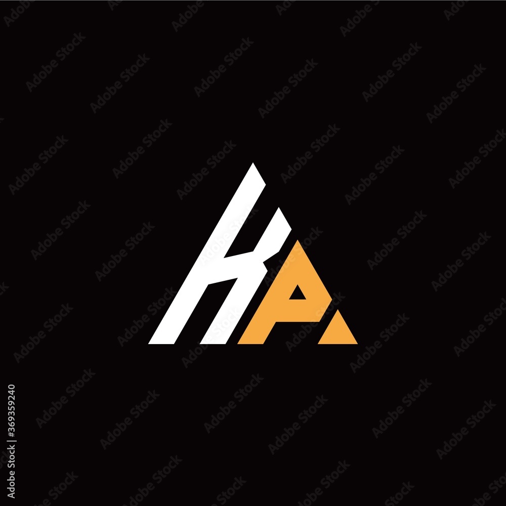 K P initial logo modern triangle with black background Stock Vector ...