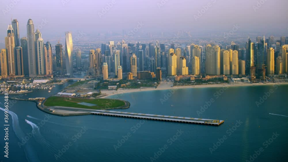 An uninterrupted view of Skydive Dubai's Palm dropzone zooming out to ...