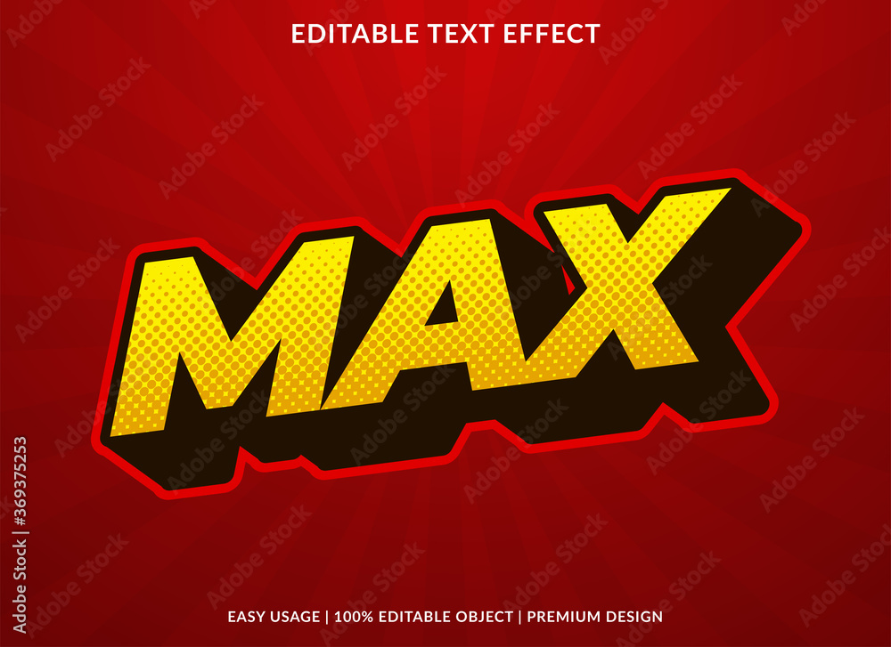 max text effect template with 3d style and retro bold font concept use ...
