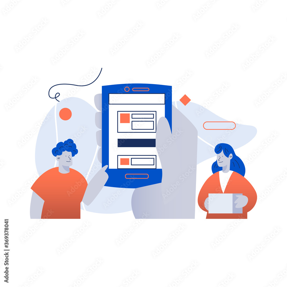 Man and woman guidence for login into futuristic web browser hologram ...