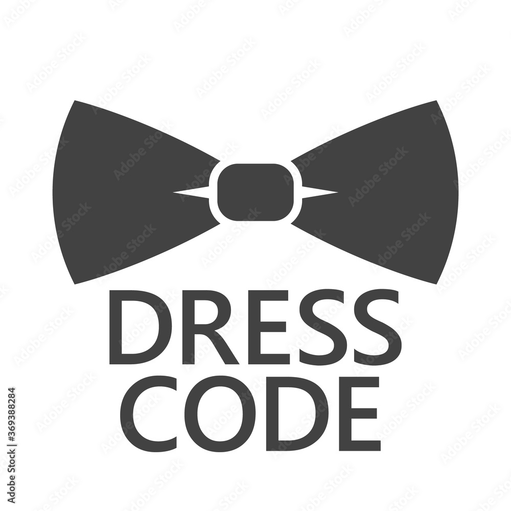 Dress code with gentlemen neck bow and sign. Flat vector illustration ...