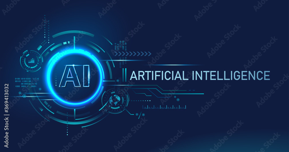 AI (Artificial Intelligence) banner, landing page, neural network, big ...