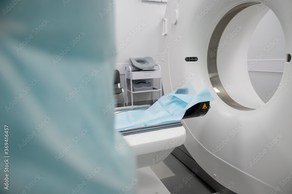 Modern room with multi detector spiral CT Scanner ( Computed Tomography ...
