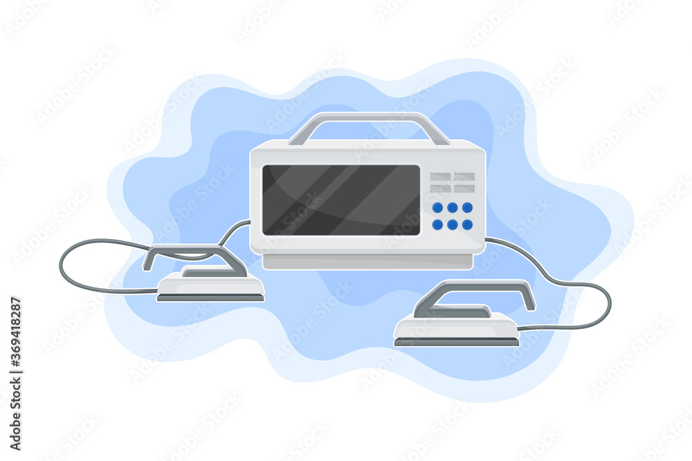 Defibrillator as Life Saving Device with Monitor Vector Illustration ...