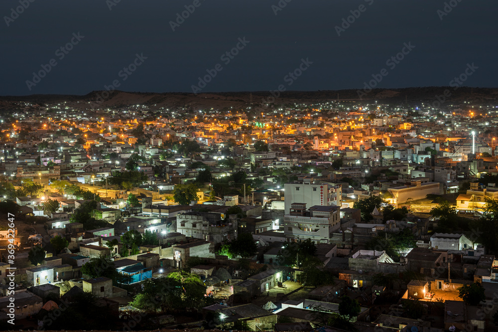 night photography of old historical city , mithi's buildings in desert ...