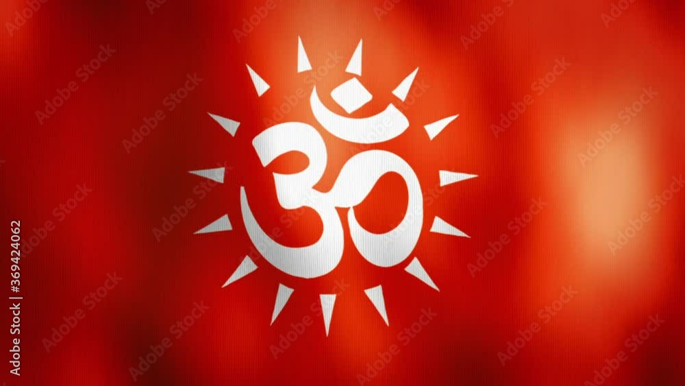 OM flag flying with white OM symbol flag waves Stock ビデオ | Adobe Stock
