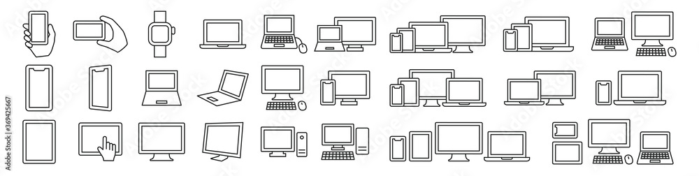 Simple computer icon set in various shapes Stock Illustration | Adobe Stock