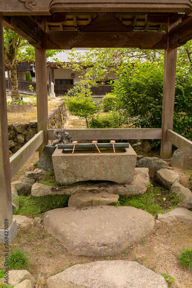 Water bath at Yotaku-ji temple in Sanda city, Hyogo, Japan Stock Photo ...