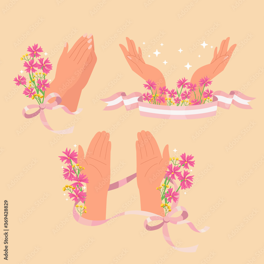 Collection of hand prayer symbol sticker. Type of hands praying ...