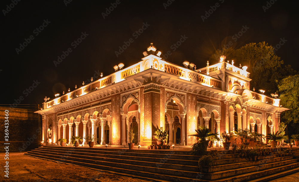 night photography of old historical buildings of Punjab, Gulzar mahal ...
