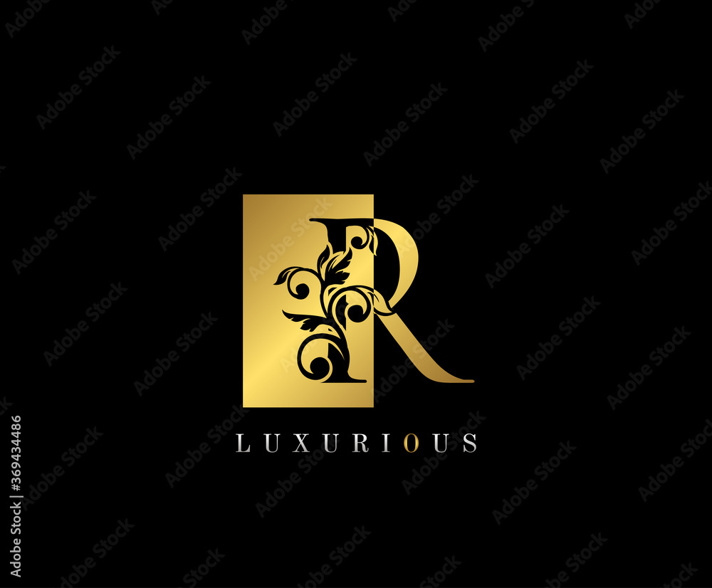Golden R Letter Logo Design. Gold R Letter With Negative Space and ...